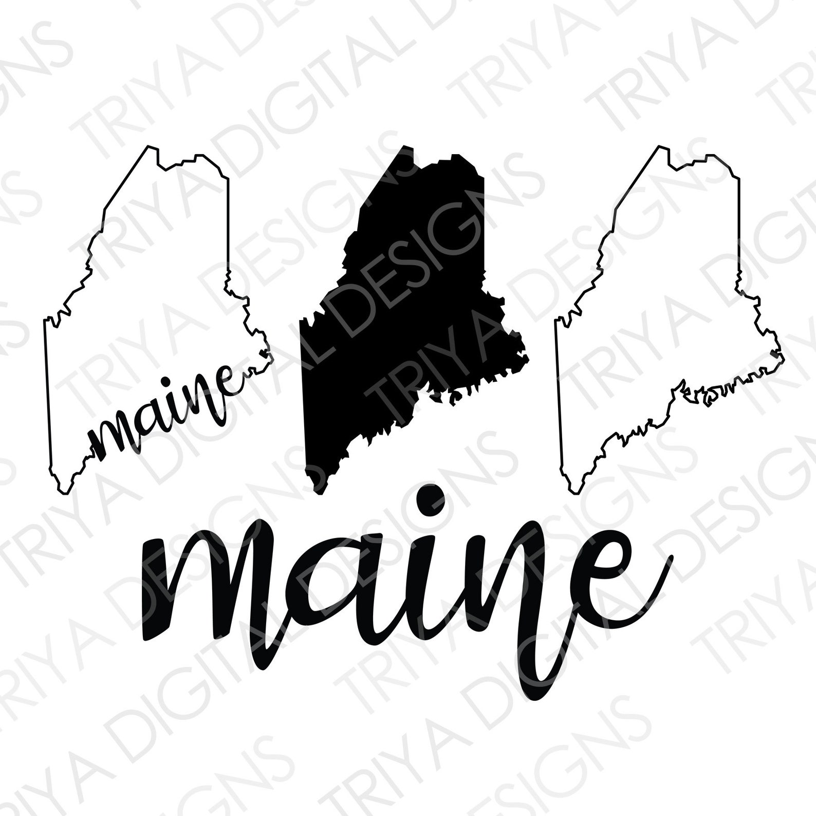 Maine SVG Bundle Maine Outline With Text Cut File State of - Etsy