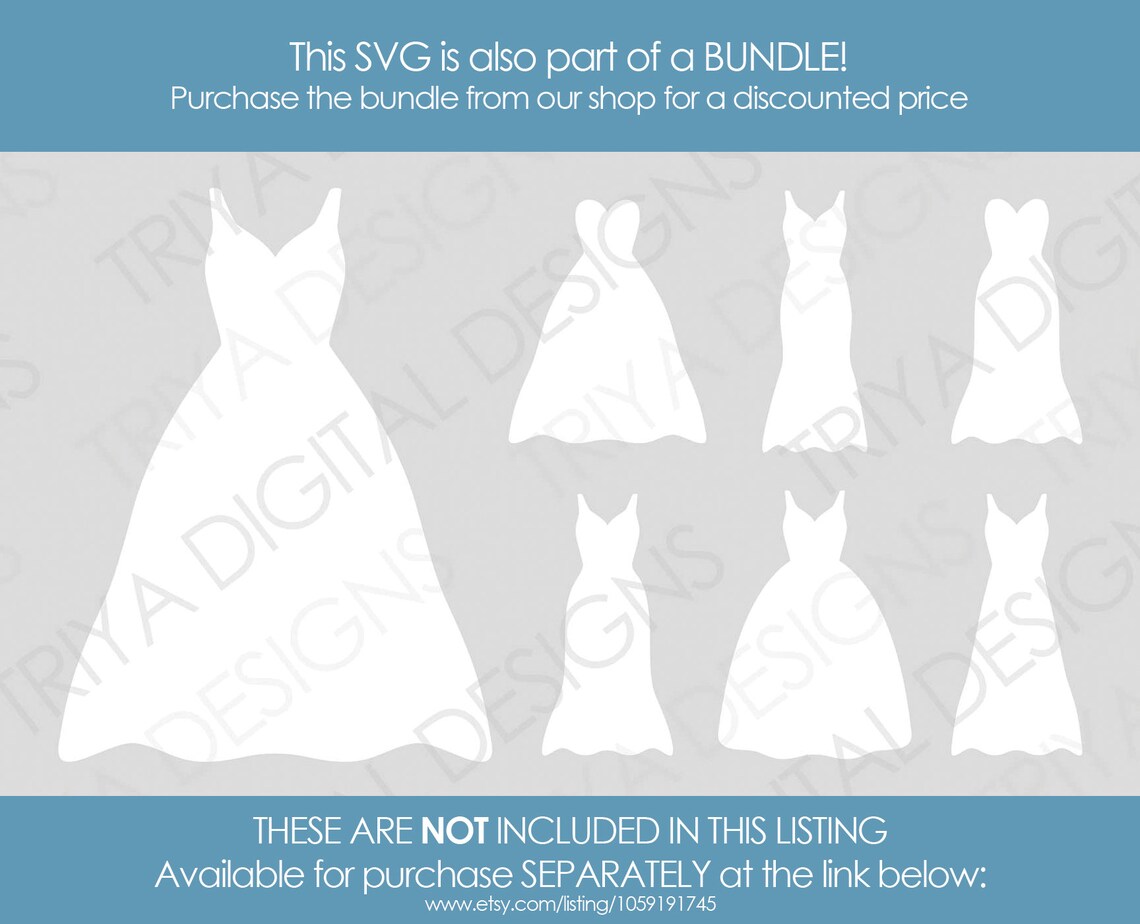 Wedding Dress SVG Cut File Princess Wedding Gown Dress | Etsy