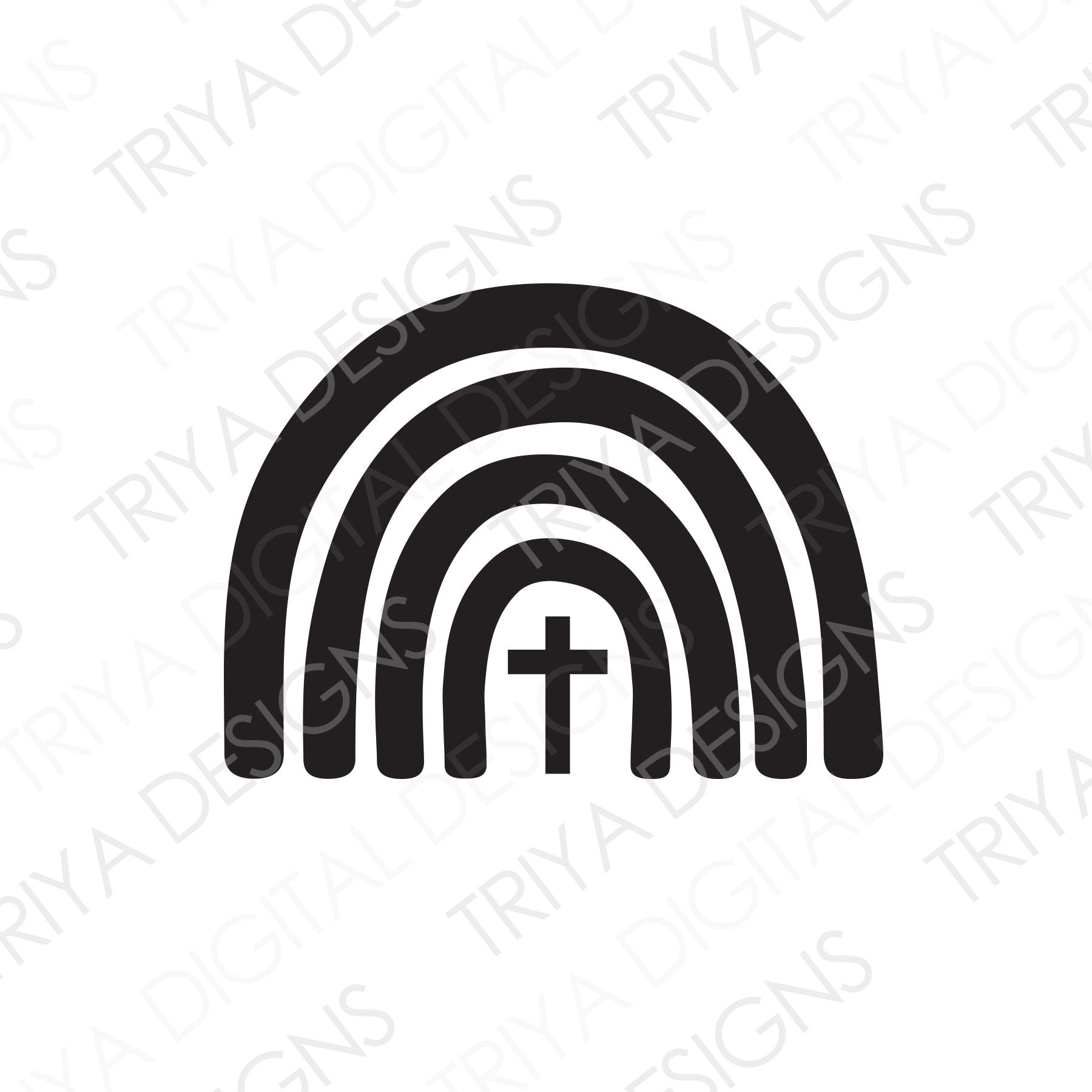 Rainbow with Cross SVG Cut File Boho Christian Rainbow SVG | Etsy