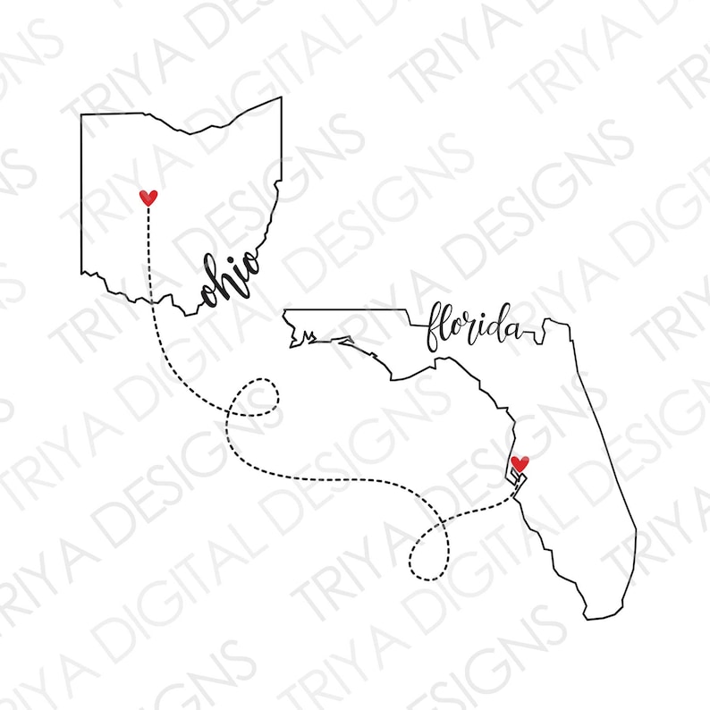 Custom Moving States With Text SVG Two States PNG Print File - Etsy