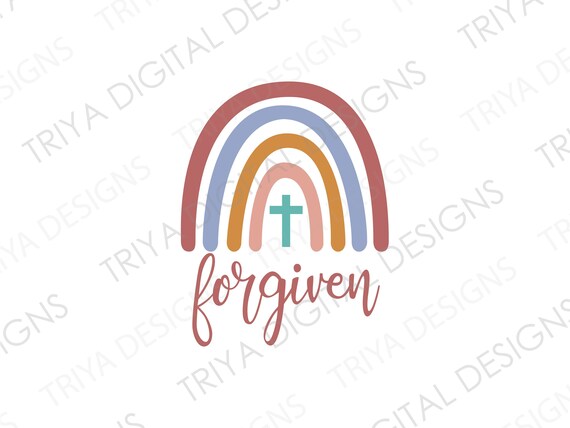 Forgiven Rainbow With Cross SVG Cut File Hand Drawn - Etsy Denmark