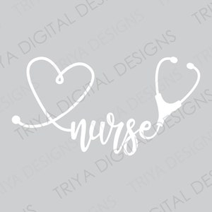 Nurse Text With Stethoscope and Heart SVG & PNG | Nurse Text Cut File ...
