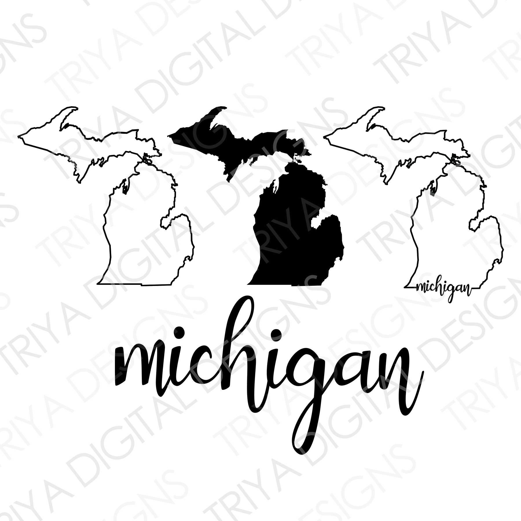 Michigan Svg Bundle Michigan Outline With Text State Of Etsy