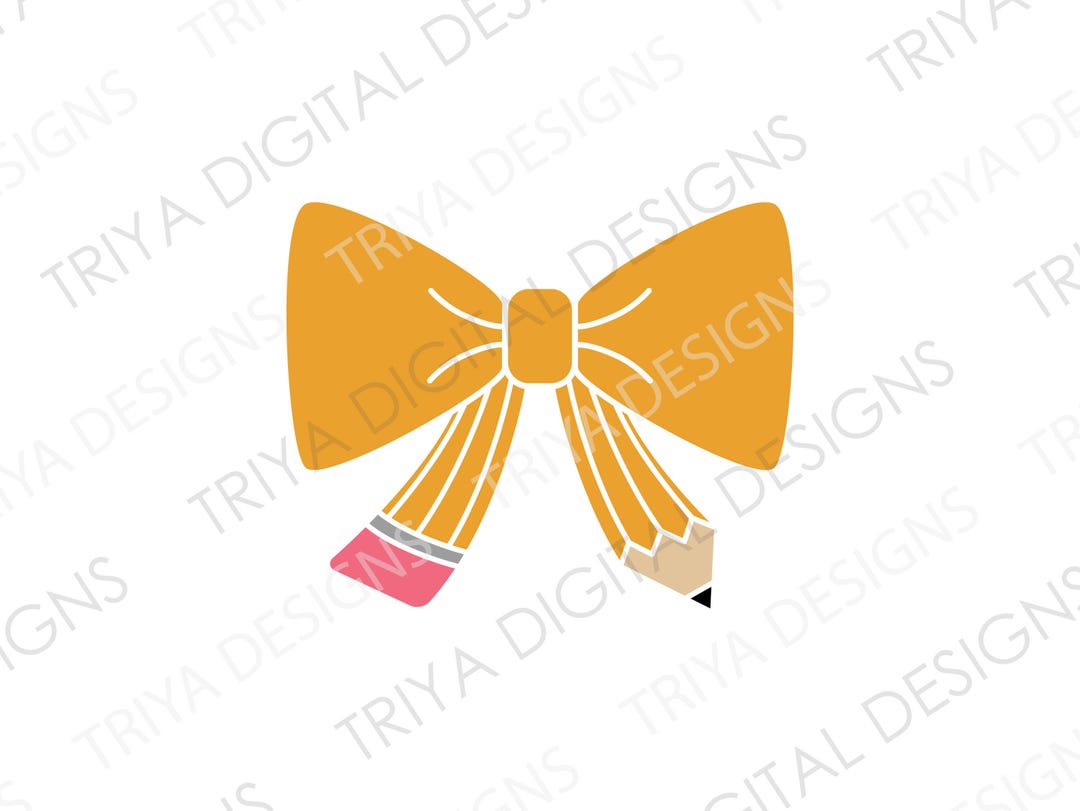 Pencil Bow SVG Cut File | Teach Ribbon, Coquette Bow, Teacher SVG Files ...