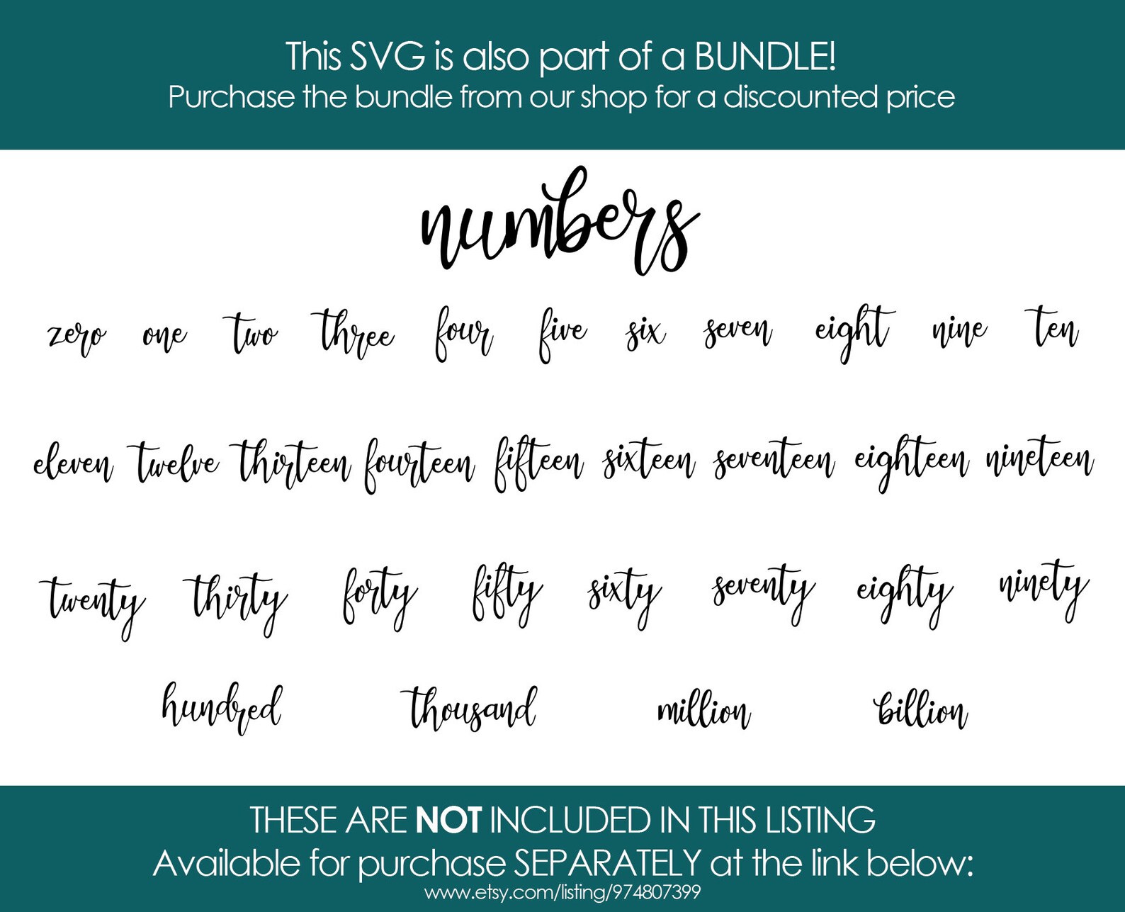 Seven SVG Number Seven Hand Lettered Cursive Text Digital | Etsy