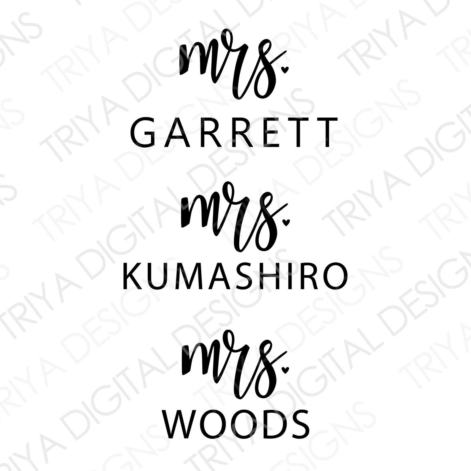 Mrs. Custom Last Name SVG Png Jpg Hand Lettered Cursive - Etsy