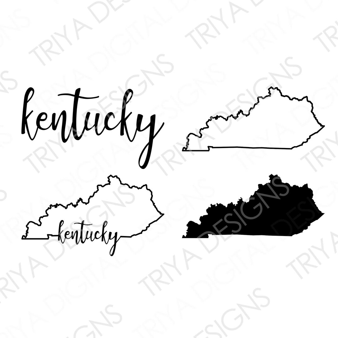 Kentucky SVG Bundle | Kentucky Outline With Text | State of Kentucky ...