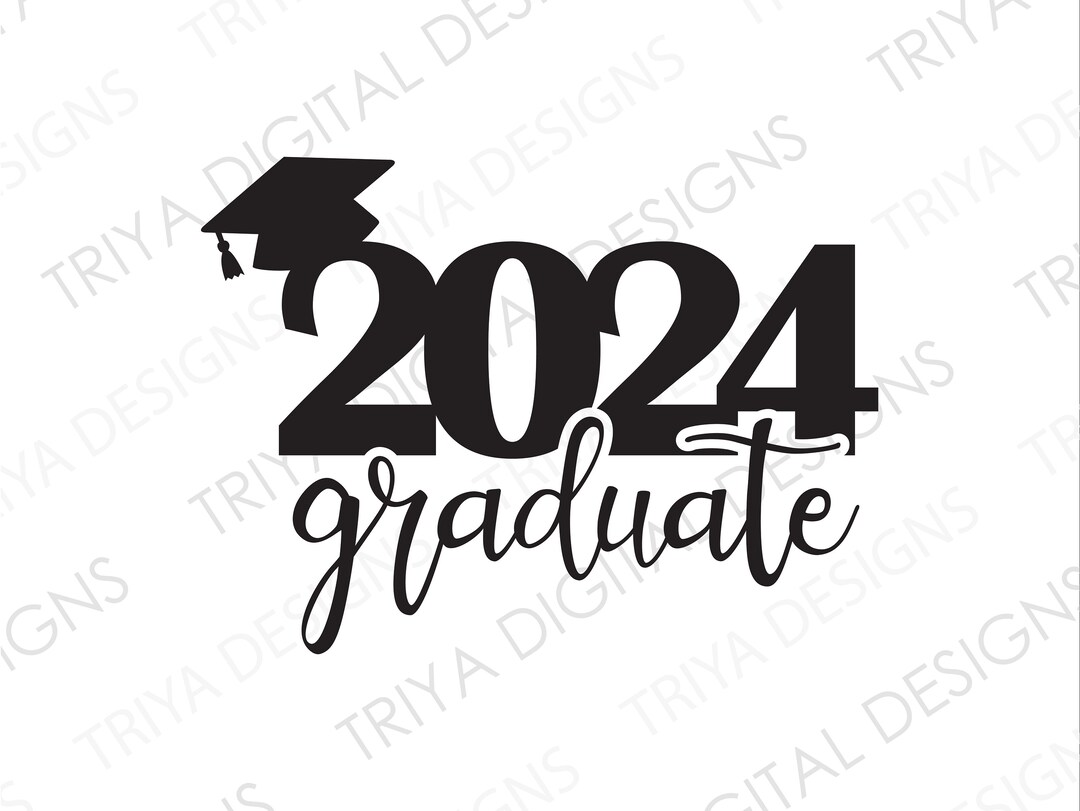 2024 Graduate With Grad Cap SVG Cut File Graduation 2024 PNG Svg Files ...