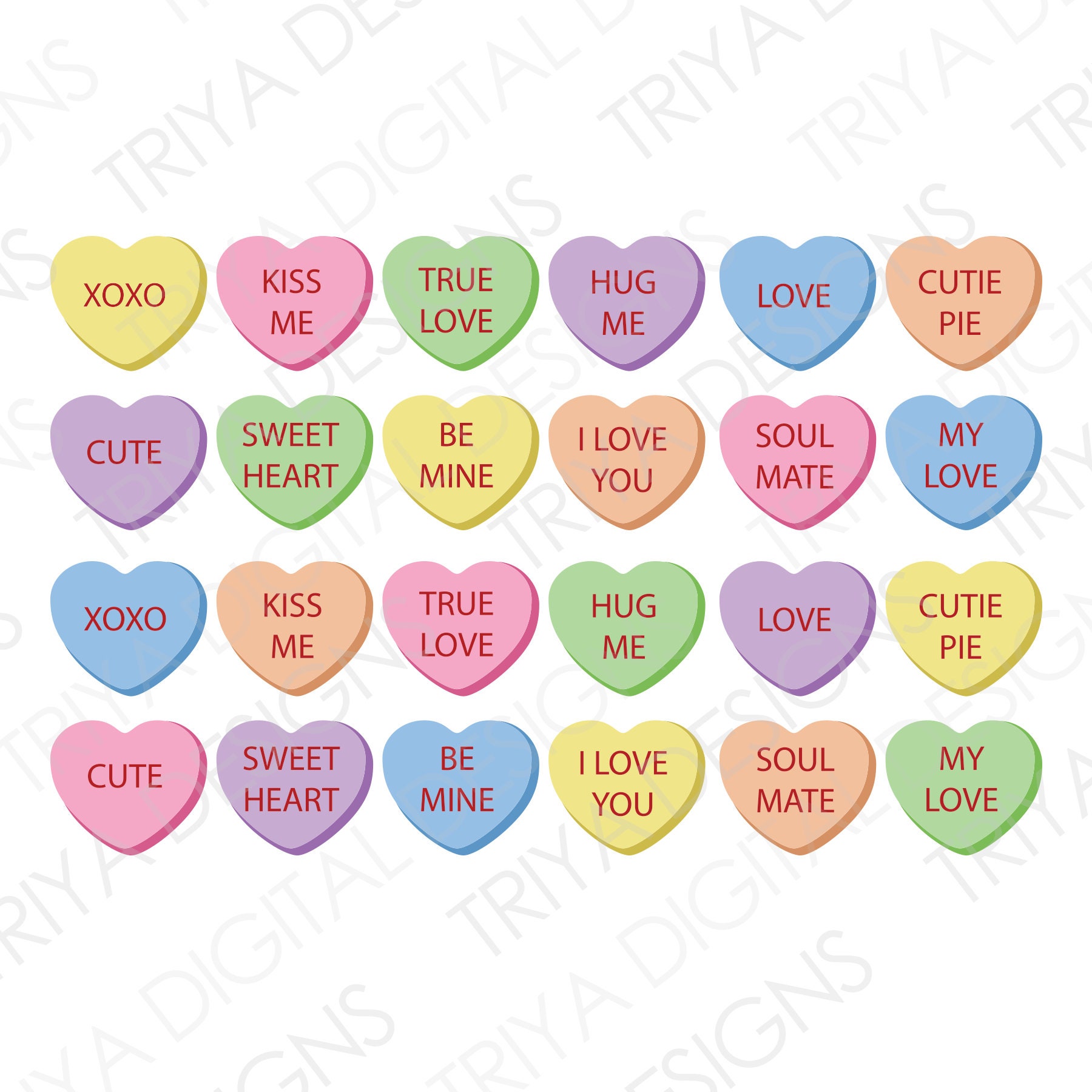 Candy Hearts SVG Cut Files Set of 24 Valentine's Day - Etsy Canada