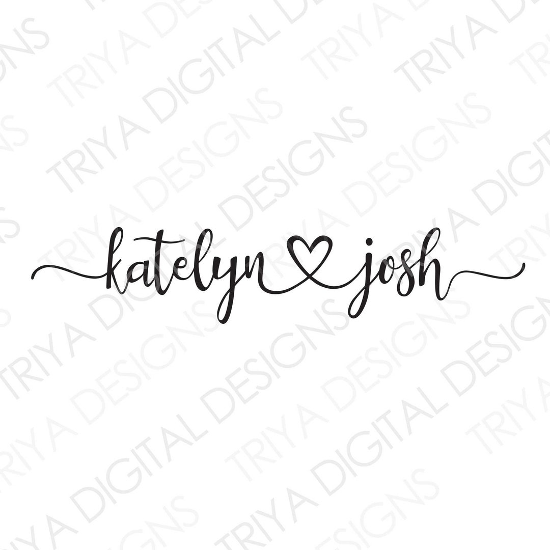 Custom Names With Heart SVG Hand Lettered Cursive Text - Etsy