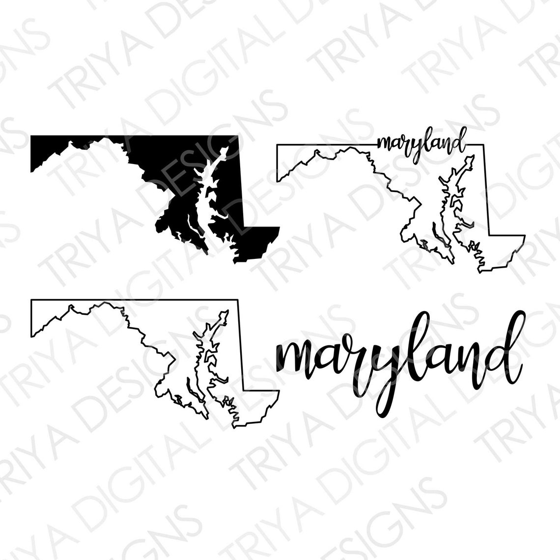 Maryland Outline With Text SVG Cut File State of Maryland - Etsy Canada