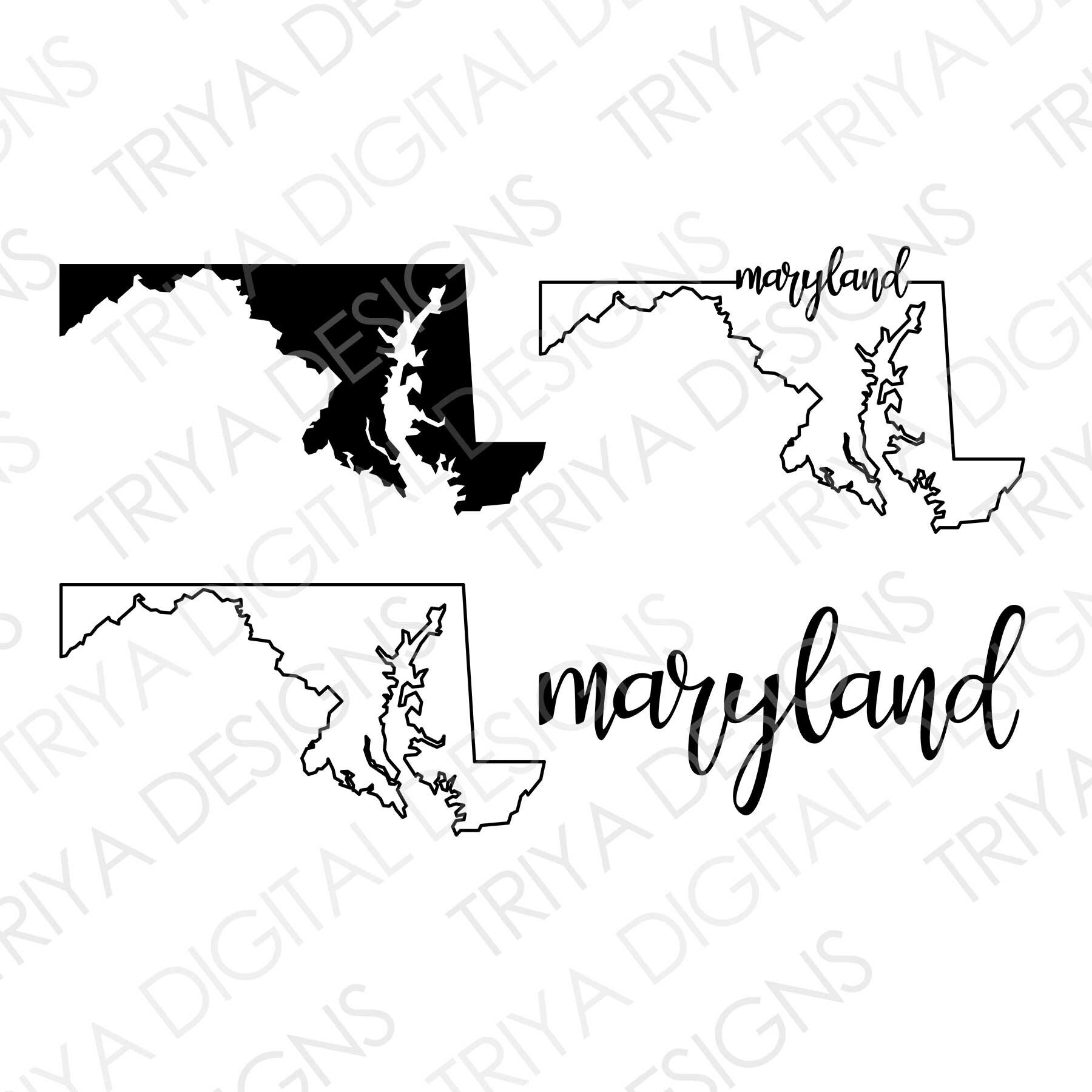 Maryland Outline With Text SVG Cut File State of Maryland - Etsy Canada