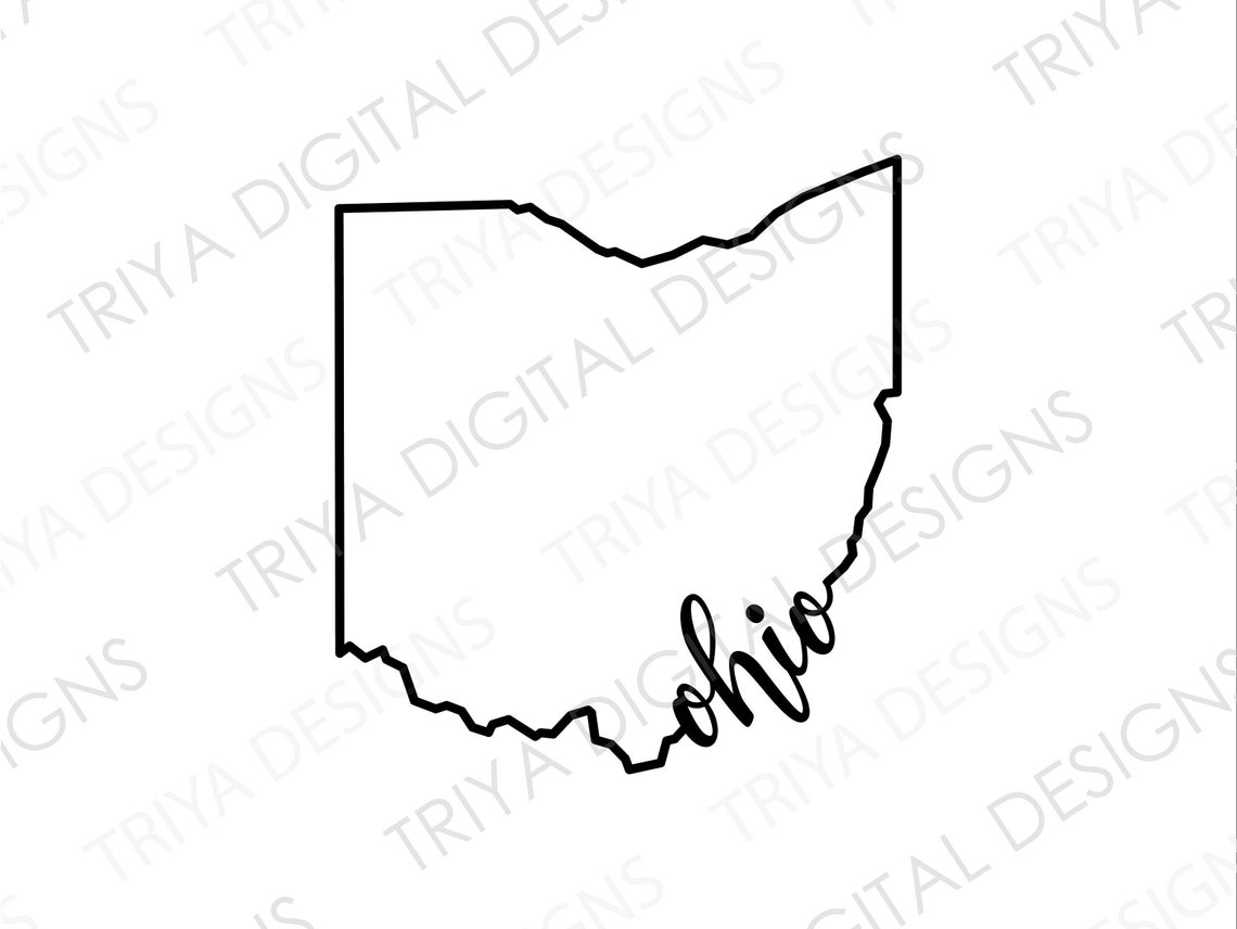 Ohio Outline With Text SVG Cut File Ohio Outline State of - Etsy