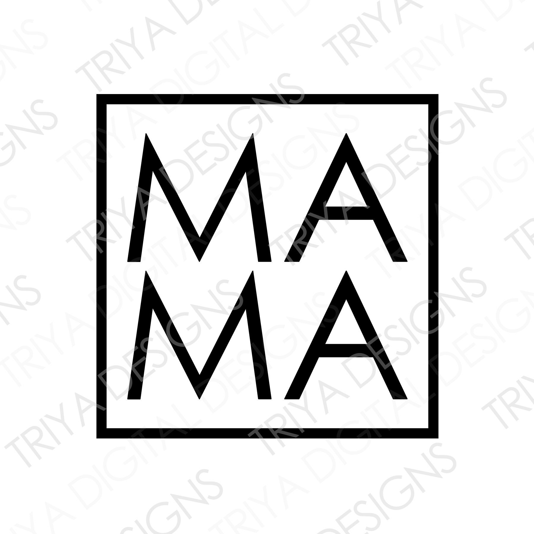 Mama With Square Frame Outline SVG Mama Square Print - Etsy Finland