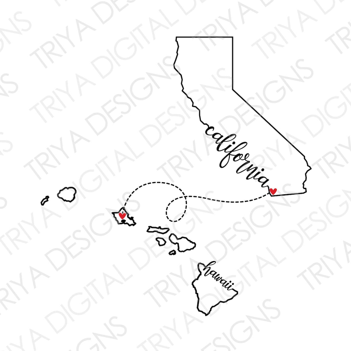 Custom Moving States With Text SVG Two States PNG Print File - Etsy