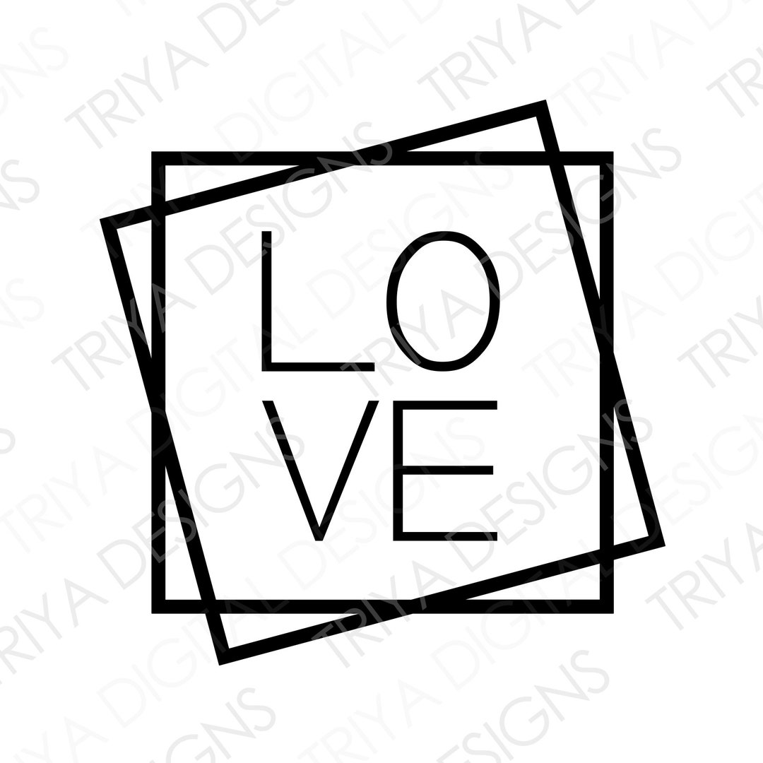 Love With Square Frame Outline SVG | LOVE Square Print | Digital ...