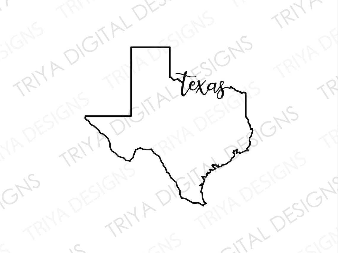 Texas Outline With Text SVG Cut File State of Texas Outline - Etsy