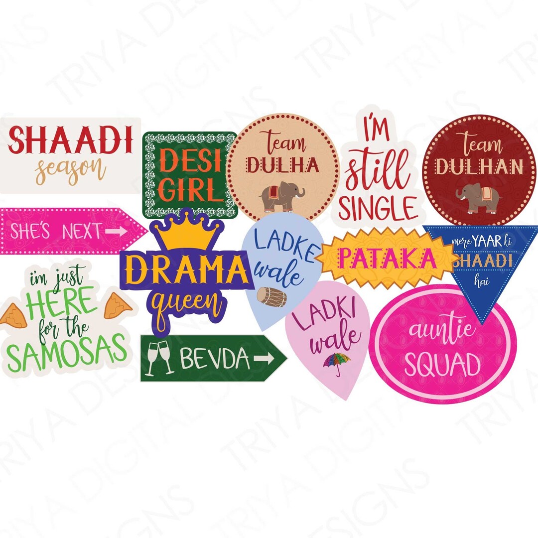 DIY Desi Wedding Photobooth Props PDF Print File | Indian Wedding ...