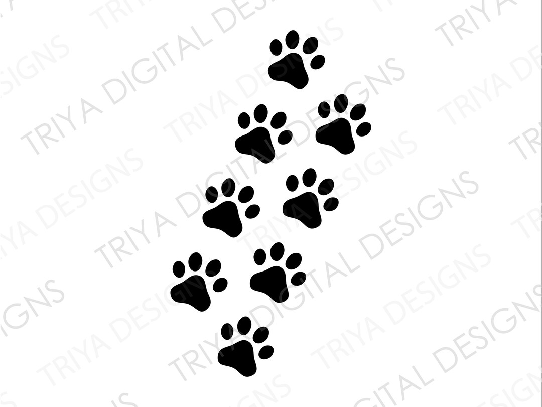 Paw Prints SVG Cut File | Paw Print Path PNG, Paw Print Trail, Cat ...