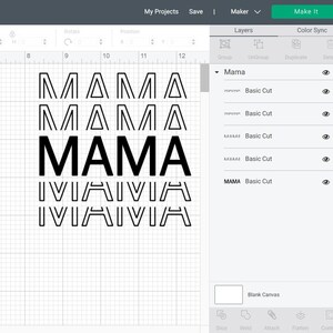 MAMA SVG | Mama Print | Digital File for Cricut, Silhouette, Glowforge ...