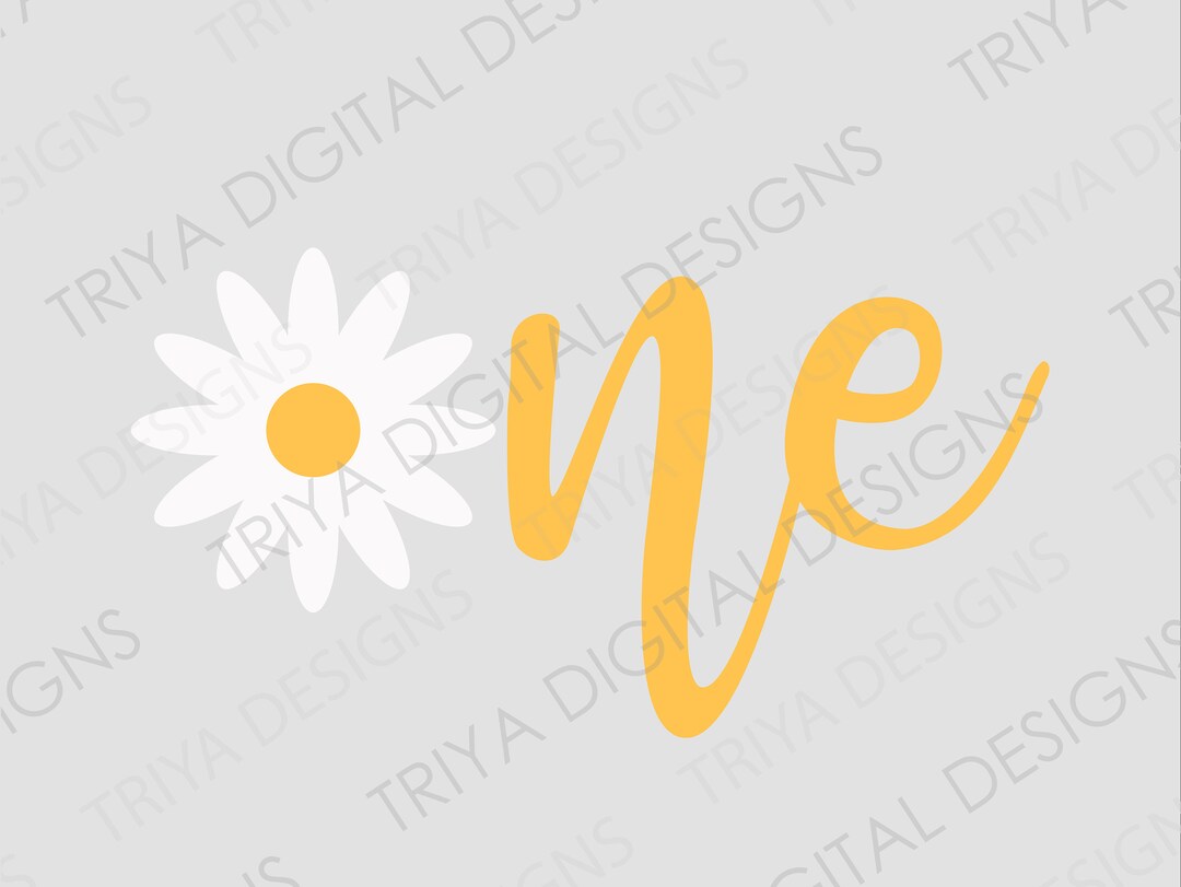 One With Daisy SVG Cut File | Daisy Flower Cursive Text One SVG File ...