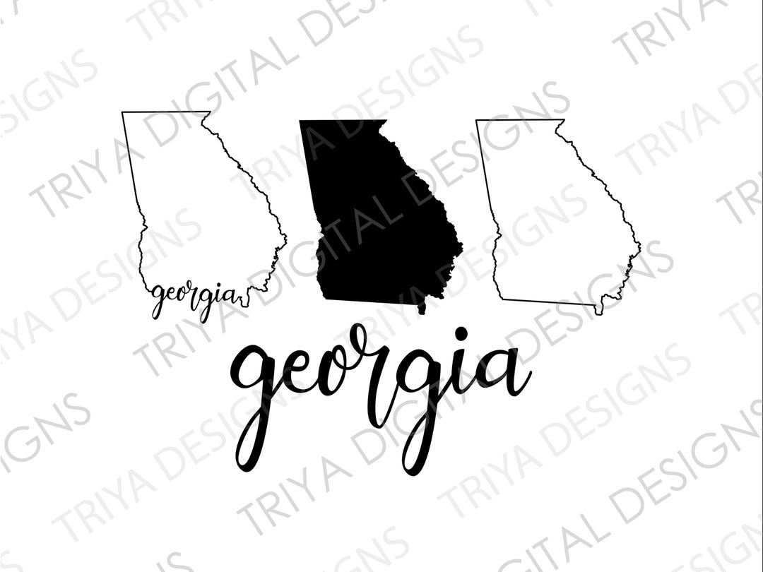Georgia Outline With Text SVG Cut File | State of Georgia Outline SVG ...