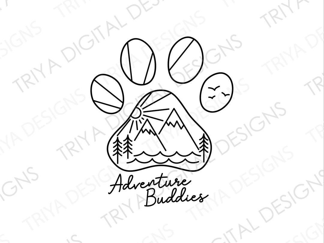 Adventure Buddies in Paw Print SVG Cut File | Minimalist Pet Love, Dog ...