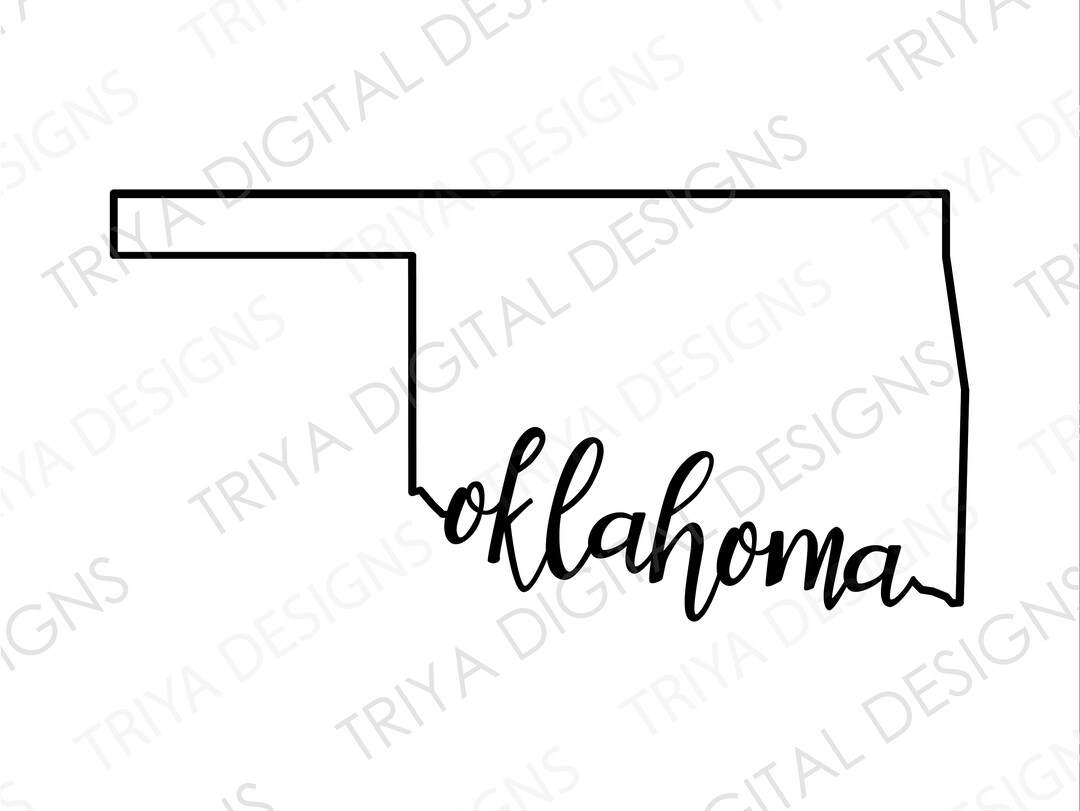 Oklahoma Outline With Text SVG Cut File | State of Oklahoma Outline SVG ...