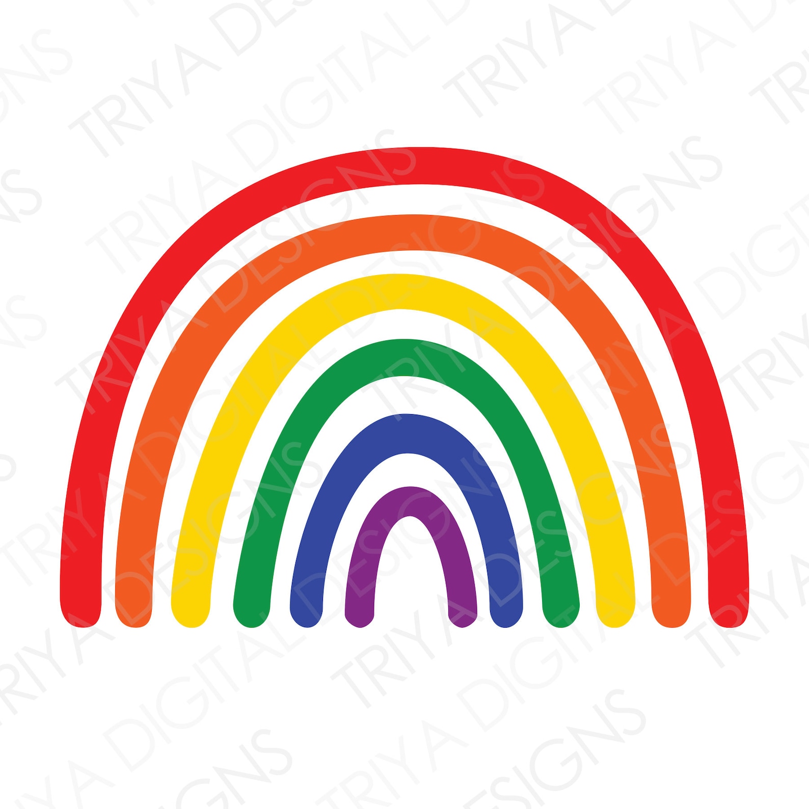 Bright Rainbow SVG Cut File Hand Drawn Rainbow Sticker SVG File Instant ...