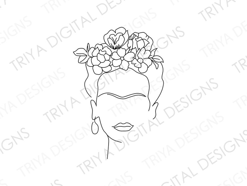 Frida Kahlo Digital Print SVG, PNG, JPG | Minimalist Women Line Art ...