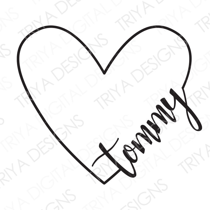 Heart With Custom Name SVG Hand Lettered Cursive Text - Etsy