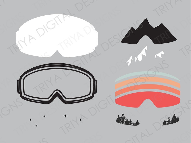 Ski Goggles With Mountains Sticker SVG Cut File Skiing - Etsy