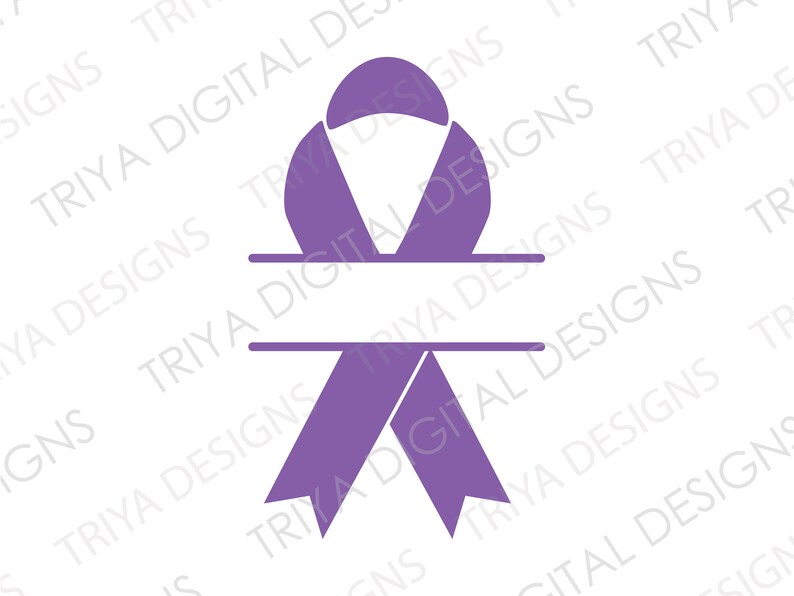 Awareness Ribbon Split Name Frame SVG Cut File Cancer | Etsy