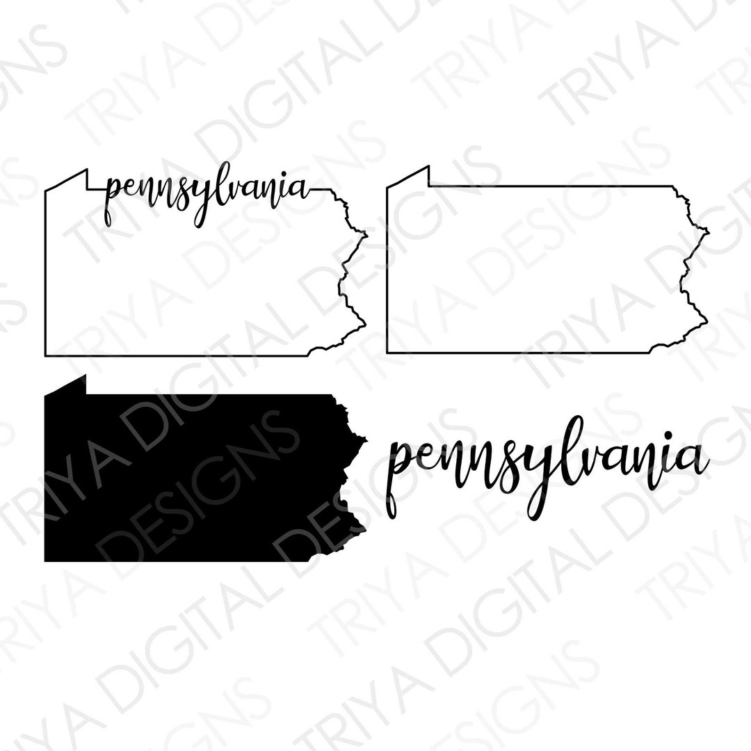 Pennsylvania SVG Bundle | Pennsylvania Outline With Text | State of ...
