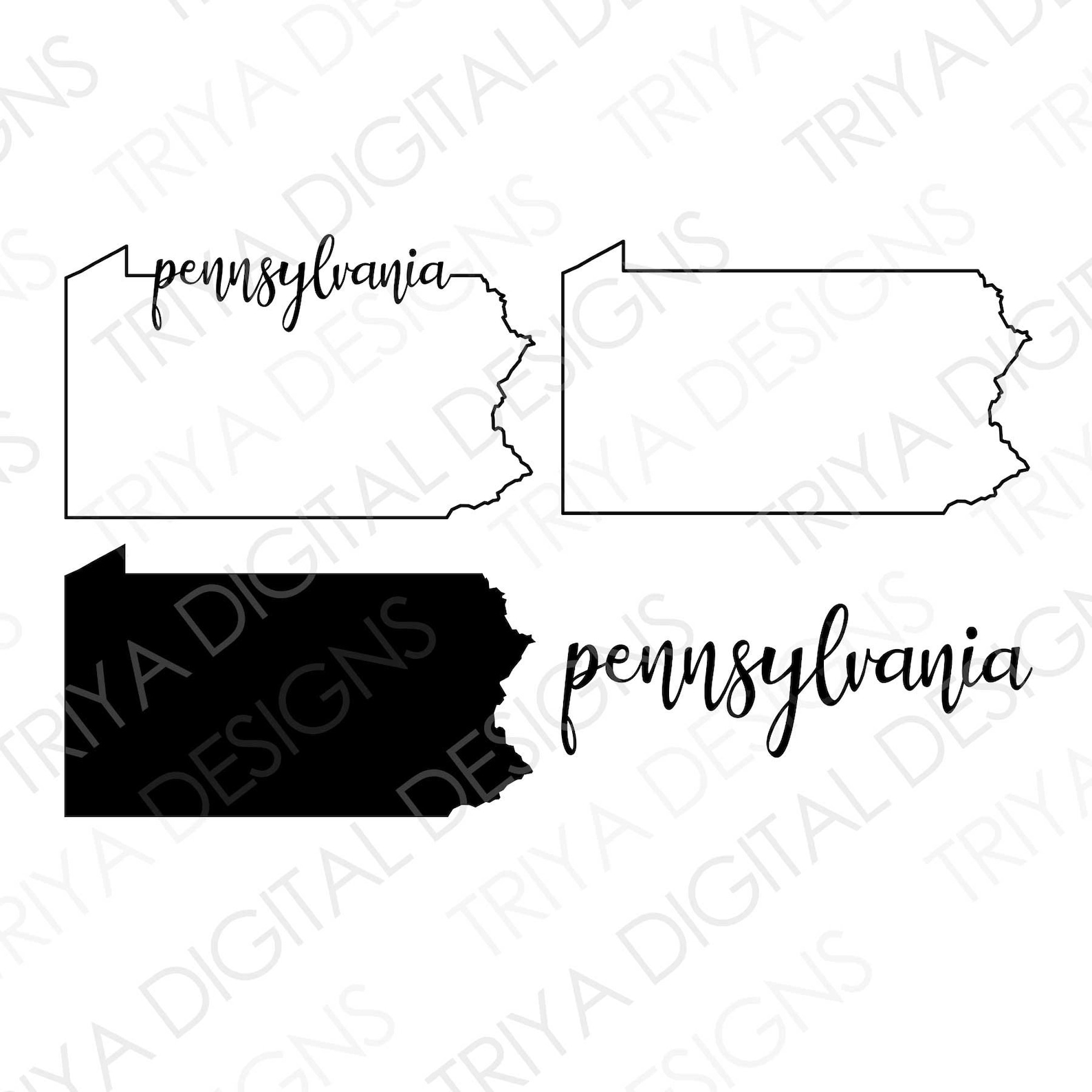 Pennsylvania SVG Bundle Pennsylvania Outline with Text | Etsy