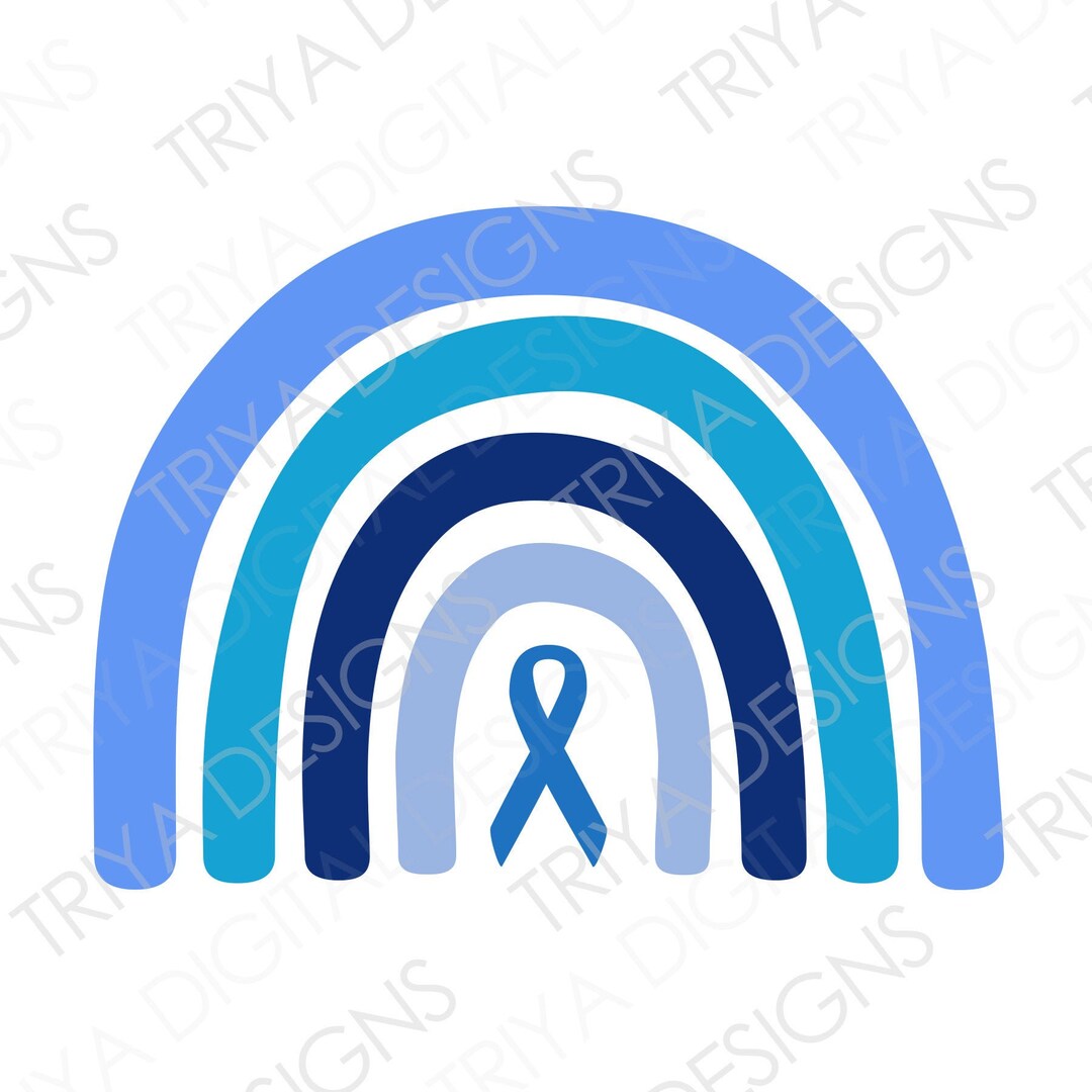Blue Rainbow With Ribbon SVG Cut File | Autism Awareness, Diabetes ...