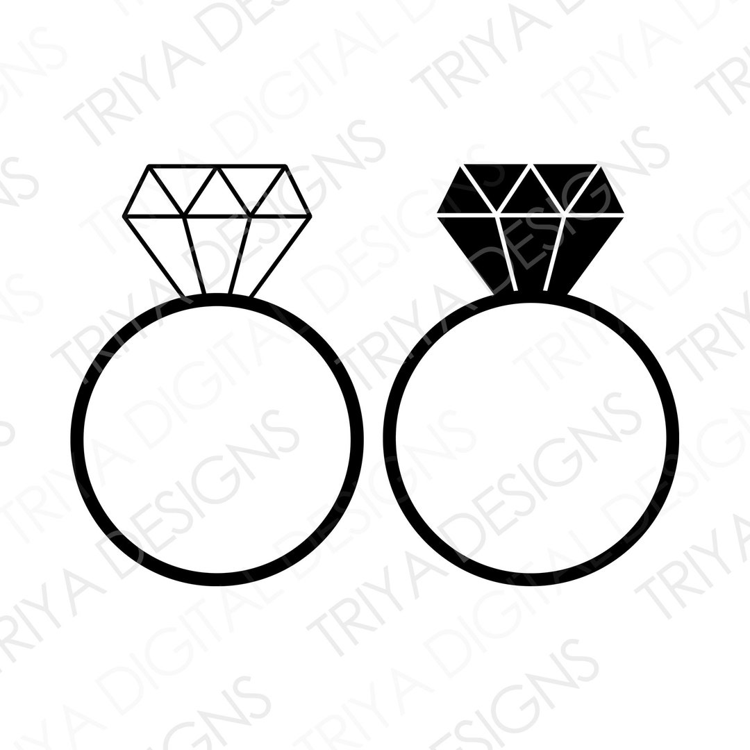 Diamond Ring SVG Cut File Diamond Engagement Ring SVG Instant Digital ...