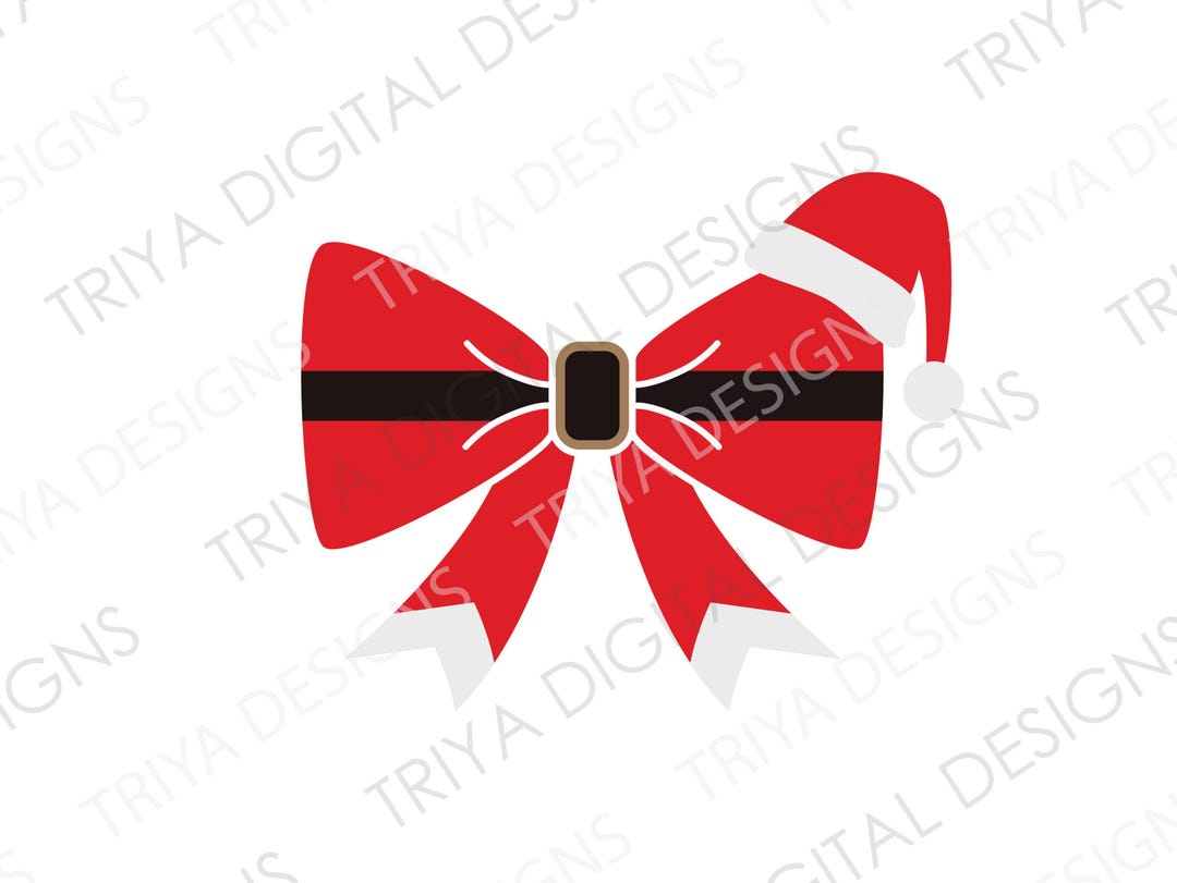 Santa Bow SVG Cut File | Christmas Ribbon, Coquette Bow, Santa SVG ...