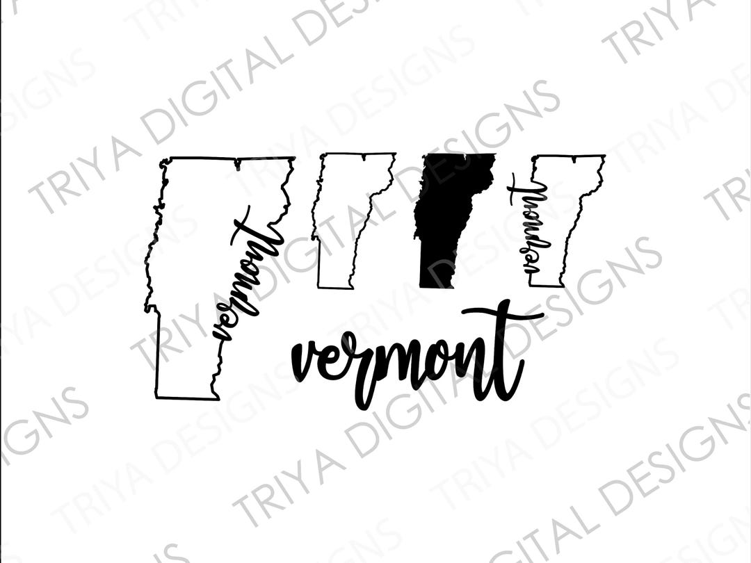 Vermont SVG Bundle | Vermont Outline With Text Cut File | State of ...