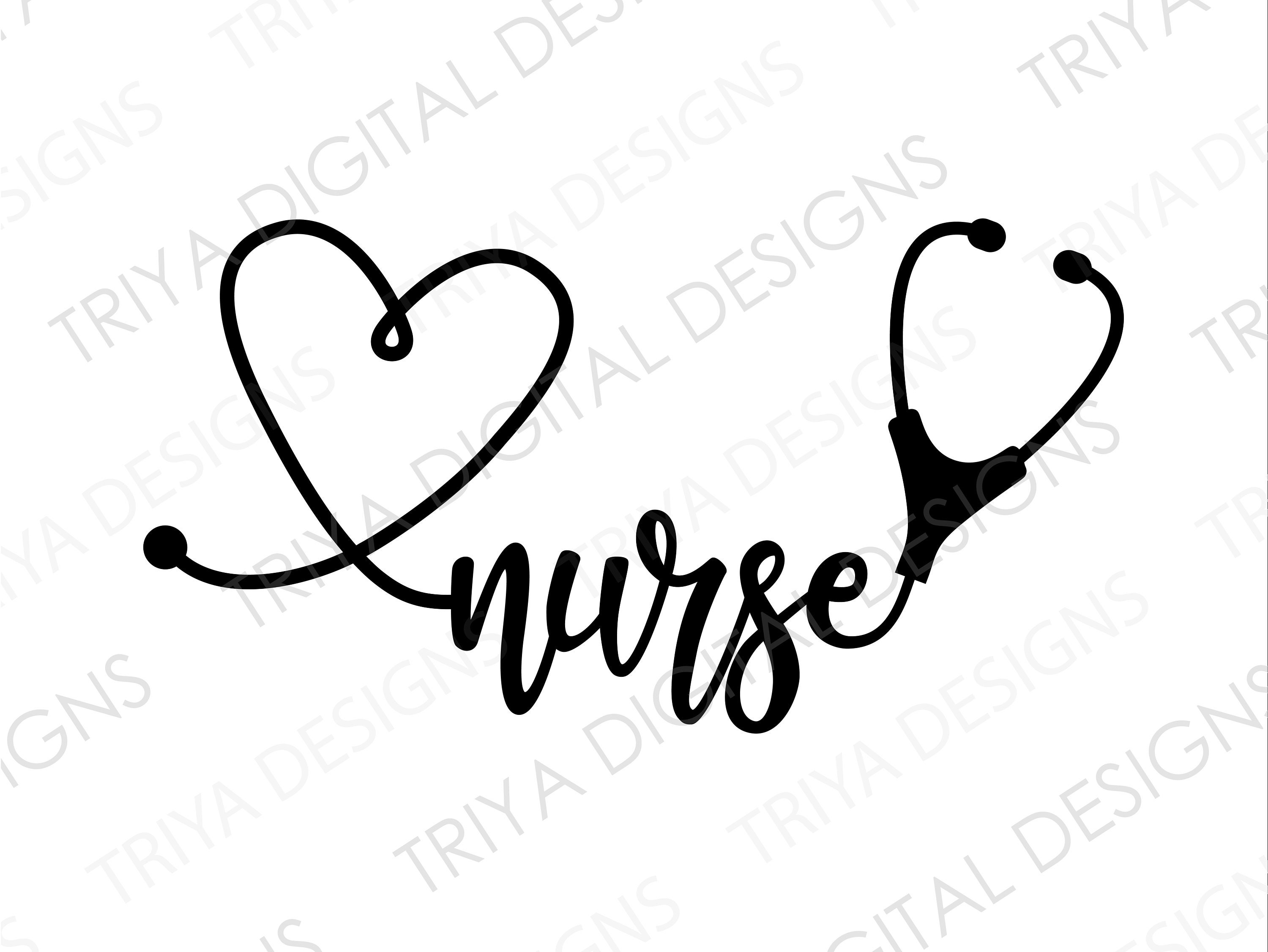 Nurse Text With Stethoscope and Heart SVG & PNG Nurse Text - Etsy