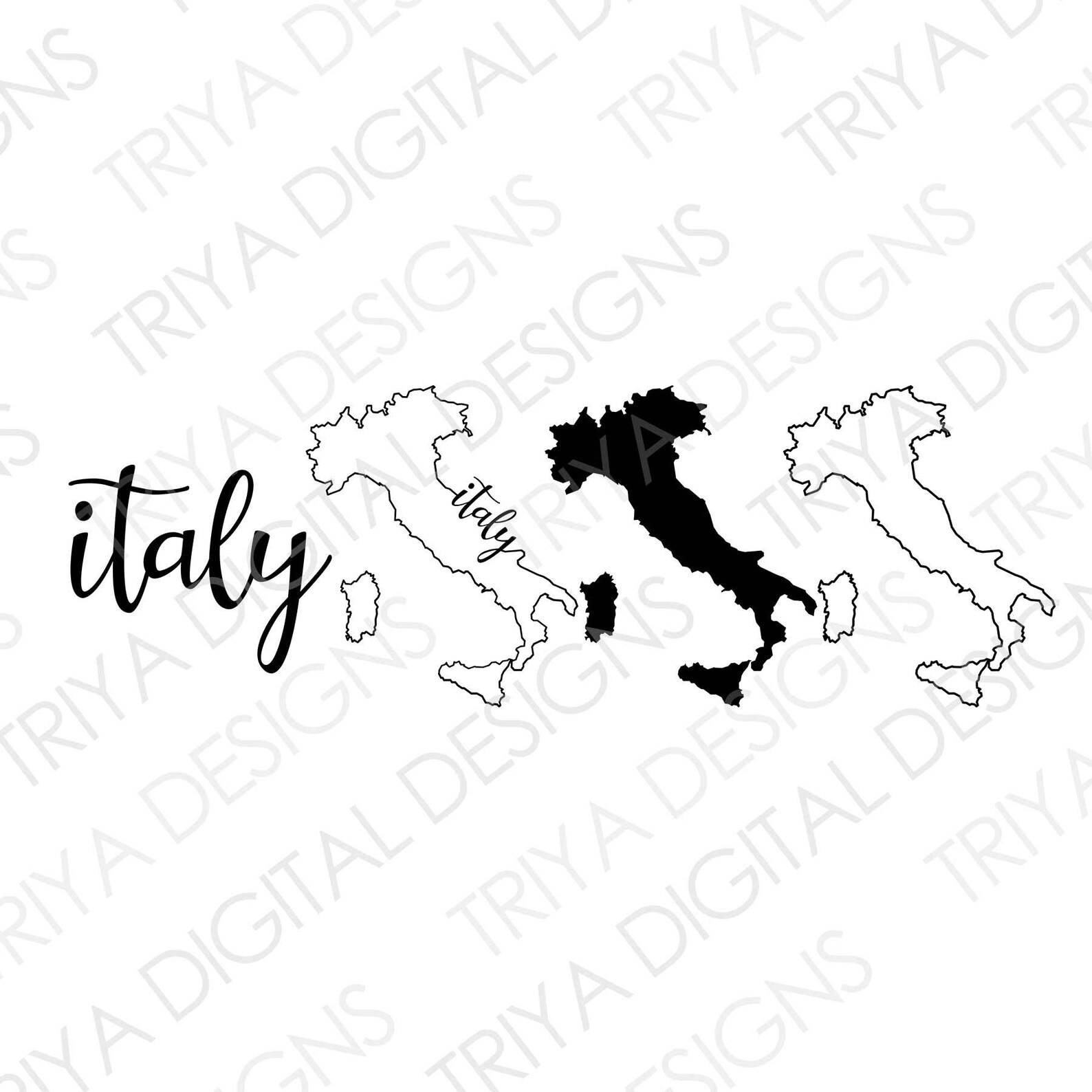 Italy SVG Bundle Italy Outline With Text Cut File Italy | Etsy