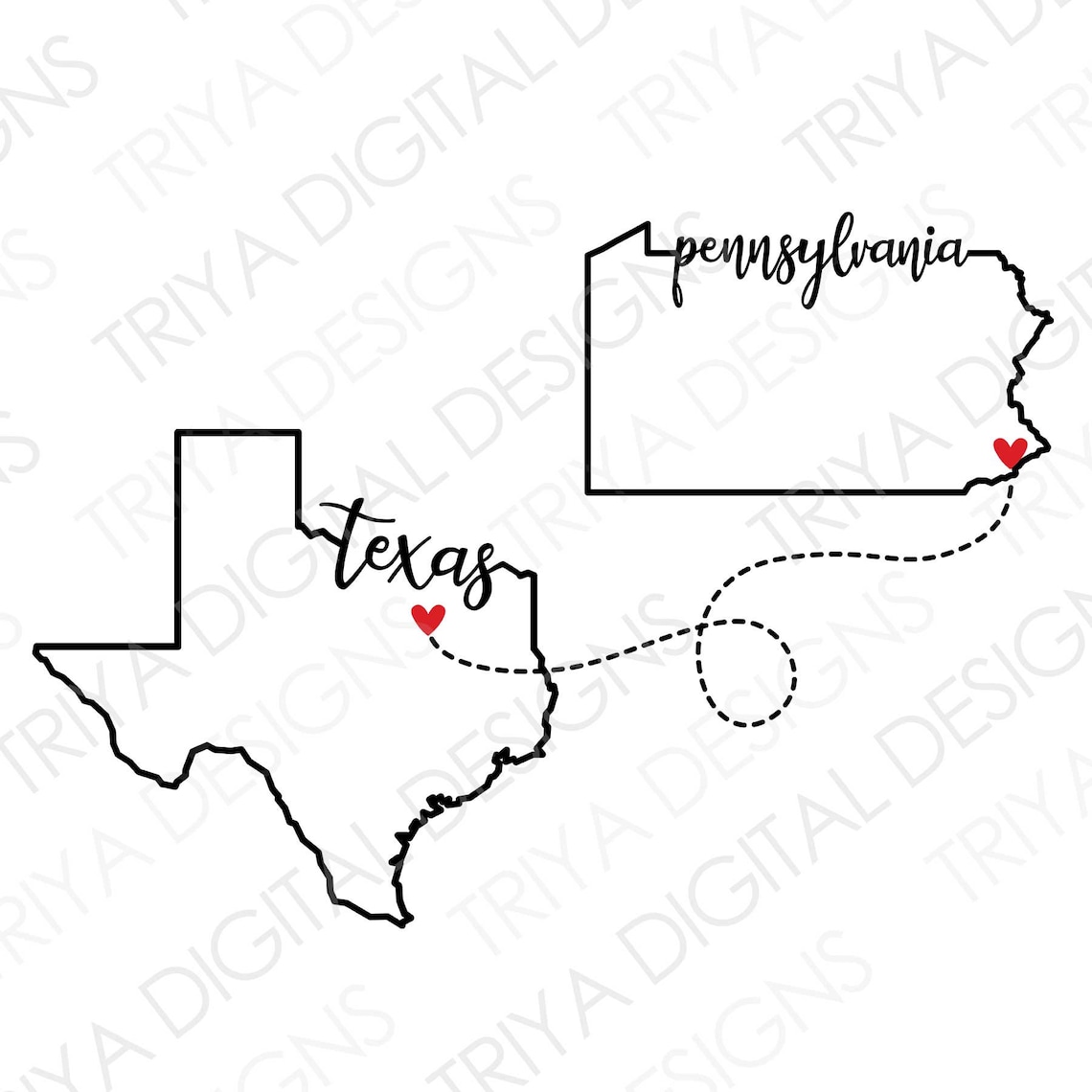 Custom Moving States With Text SVG Two States PNG Print File - Etsy