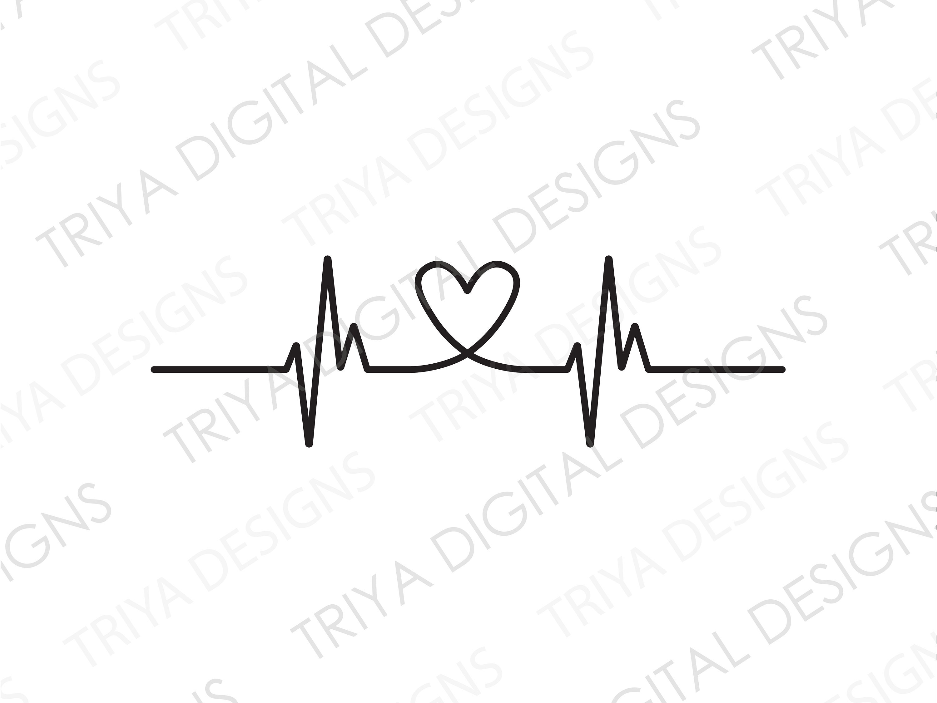 Herzschlag mit Herz SVG Plotterdatei Herzschlag Monogramm SVG Datei Krankenschwester Clipart ...