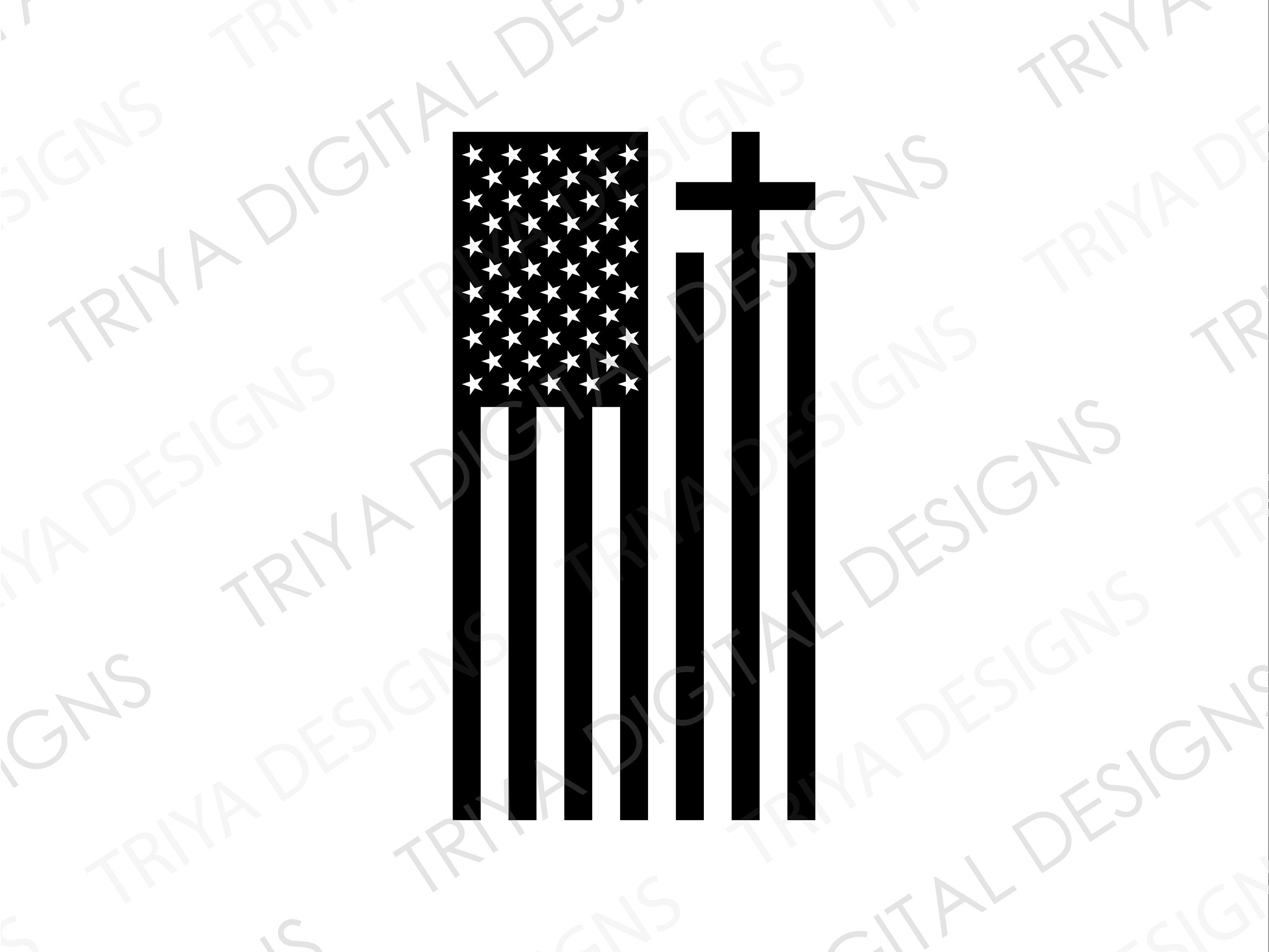American Flag With Cross Silhouette SVG Cut File | US Flag, Faith ...