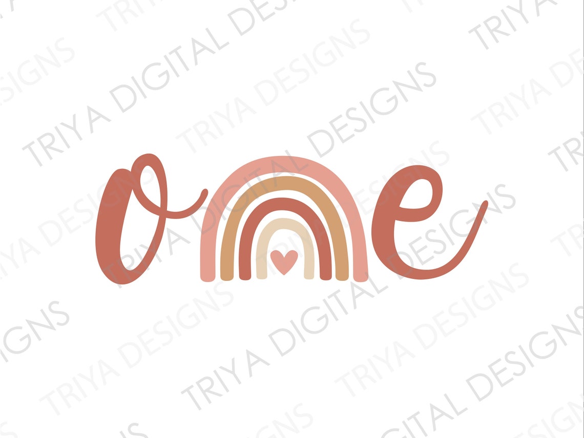 Cursive One Text With Boho Rainbow SVG Cut File Rainbow With | Etsy