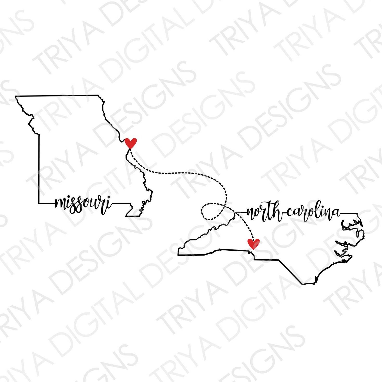 Custom Moving States With Text SVG Two States PNG Print File - Etsy