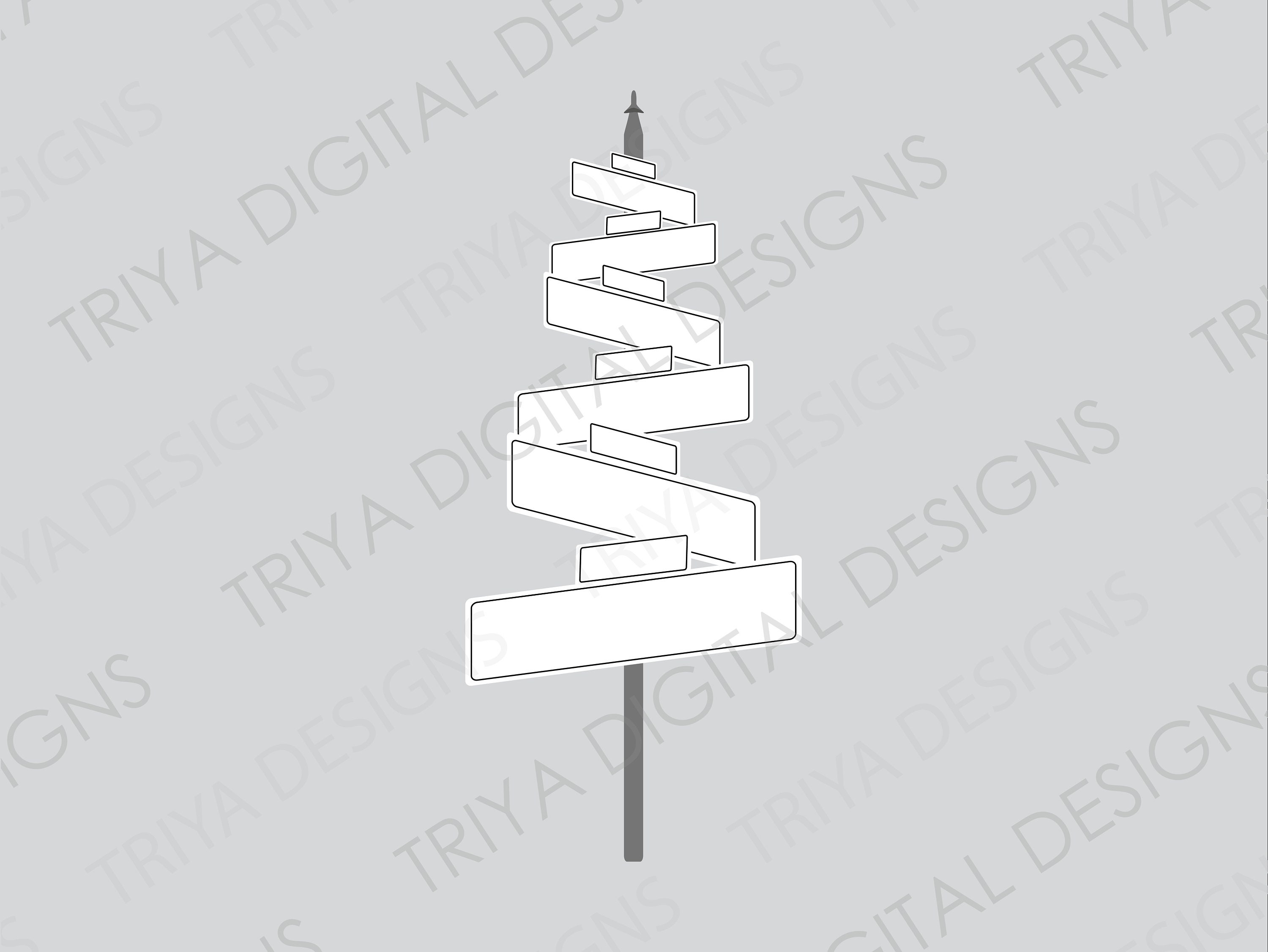 6 Señales de cruce de calles en blanco Archivos de corte SVG / Señales ...