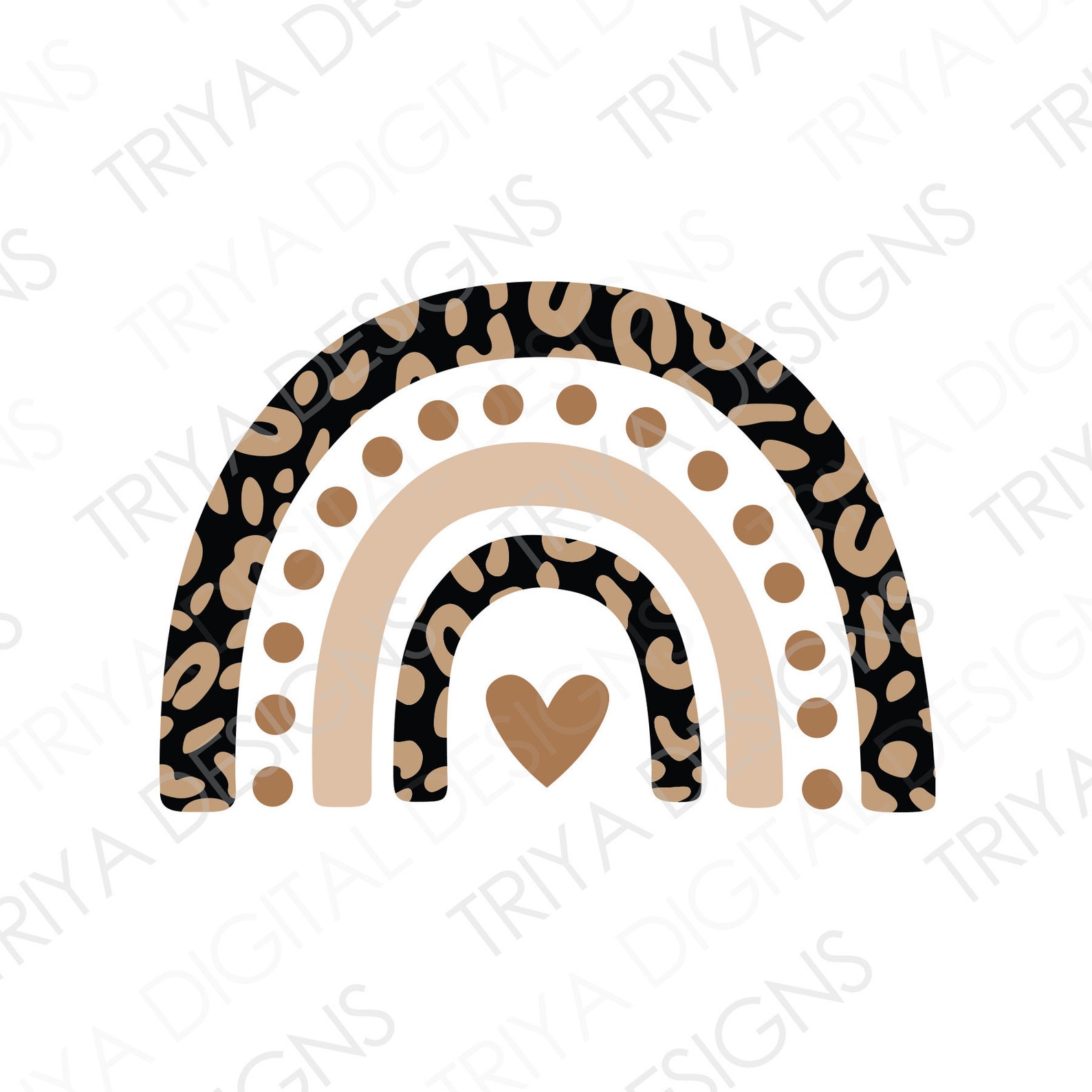 Leopard Print Rainbow With Heart SVG Cut File Boho Rainbow - Etsy