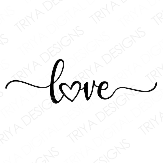 Word Love In Cursive With Heart