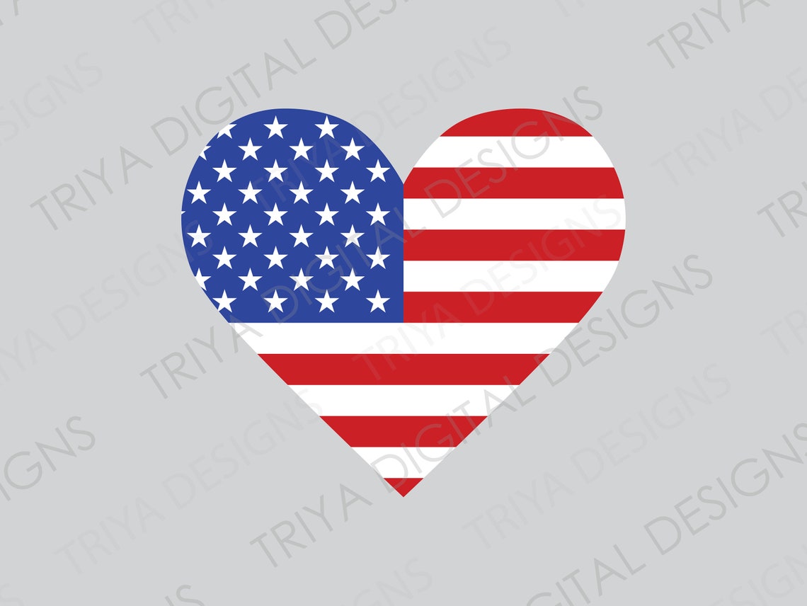 American Flag Heart SVG Cut File US Flag PNG Red White and - Etsy